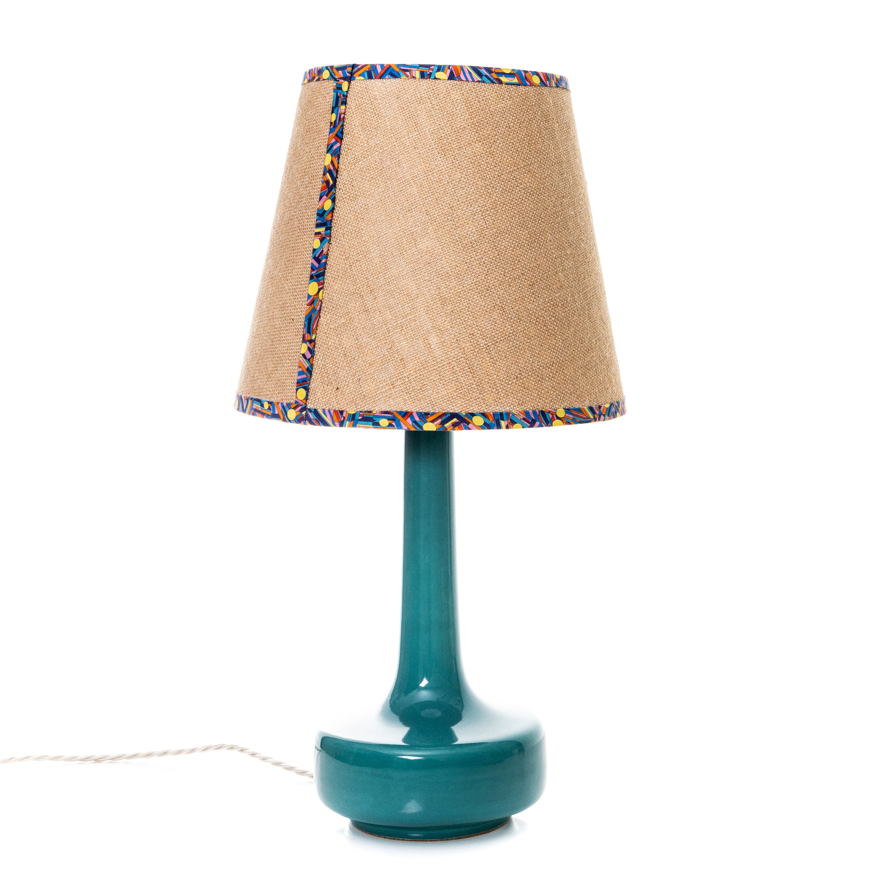Double Sided Empire Hessian Lampshade | Yellow & Blue | | Amanda Wells